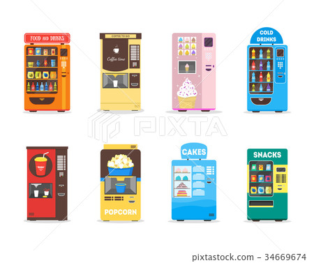 Cartoon Vending Machine Set. Vector - Stock Illustration [34669674] - PIXTA