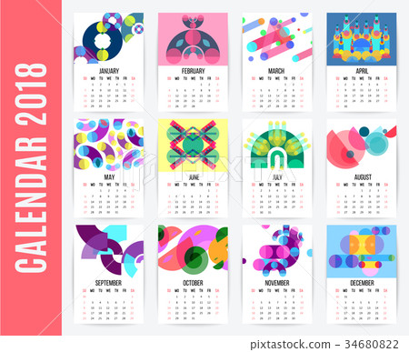 Monthly Calendar Design Set - Stock Illustration [34680822] - PIXTA