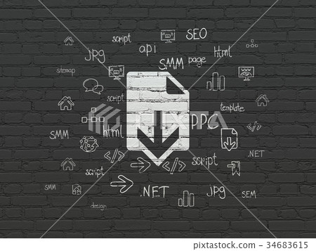 Web design concept: Download on wall background - Stock Illustration ...