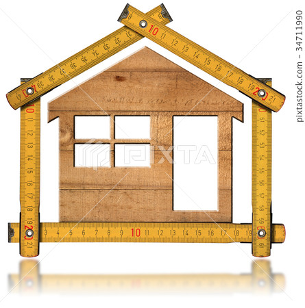 Model House and Wooden Folding Ruler - Stock Illustration [34711990 ...