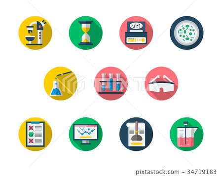Forensic flat round vector icons set - Stock Illustration [34719183 ...