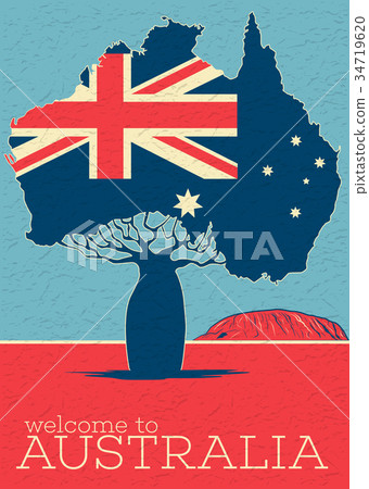Welcome to Australia vintage poster - Stock Illustration [34719620] - PIXTA