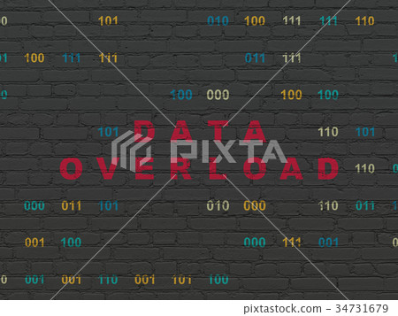 Data concept: Data Overload on wall background - Stock Illustration ...