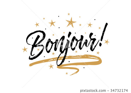 Bonjour. Beautiful greeting card scratched - Stock Illustration ...