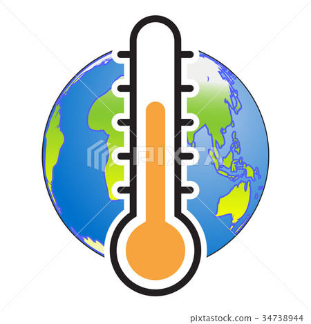 sg171004a-Globe and thermometer warm level - Stock Illustration ...