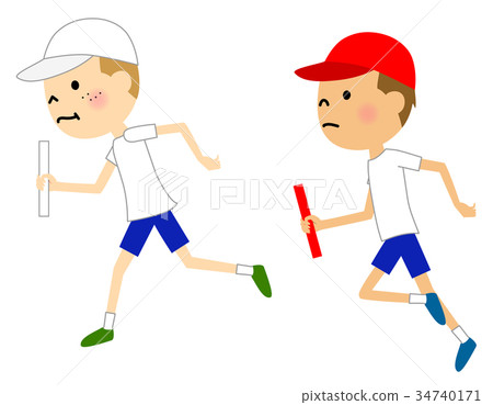 Children run by relay - Stock Illustration [34740171] - PIXTA