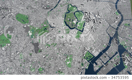 Tokyo overhead view graphic city - Stock Illustration [34753595] - PIXTA