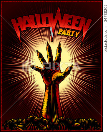 Zombie Hand Halloween Party Beam Background Horror - Stock Illustration ...