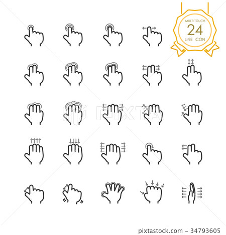 Gesture hand of multi touch icon (Editable Stroke) - Stock Illustration ...