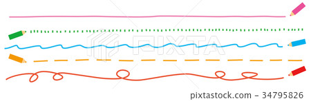 Colored pencils decoration line - Stock Illustration [34795826] - PIXTA
