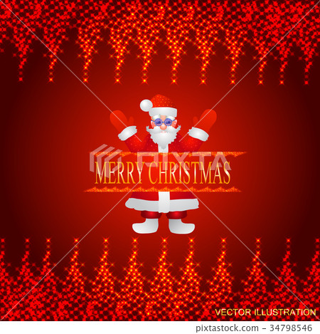 Bright red background with Santa Claus with - Stock Illustration ...