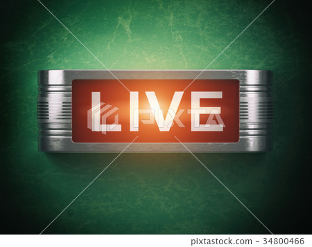 Live red glowing warning signboard. broadcasting - Stock Illustration ...