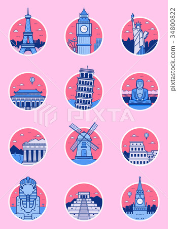 World landmark icons Images - Search Images on Everypixel