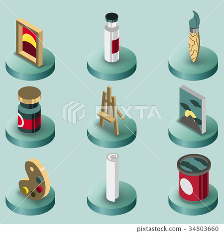 Art color isometric icons set - Stock Illustration [34803660] - PIXTA