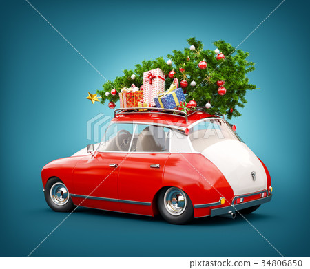 Red Santa's car - Stock Illustration [34806850] - PIXTA