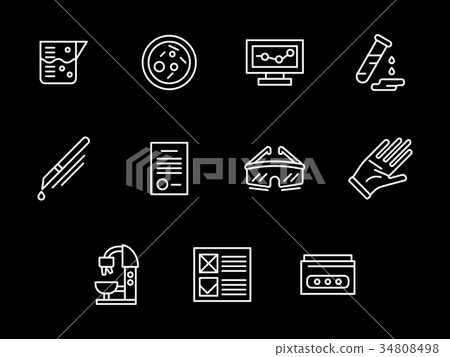 Forensic expertise white line vector icons set - Stock Illustration ...