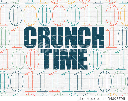 Business concept: Crunch Time on wall background - Stock Illustration ...