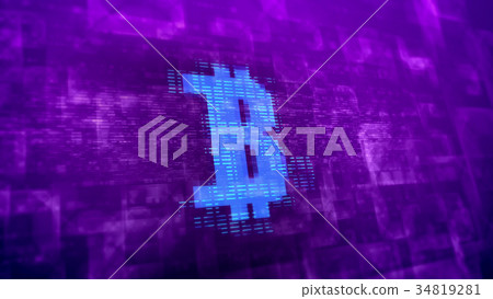 Abstract blue bitcoin sign - Stock Illustration [34819281] - PIXTA