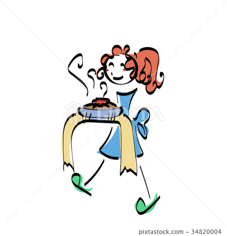 Doodle stickman illustration concept. Cooking - Stock Illustration ...