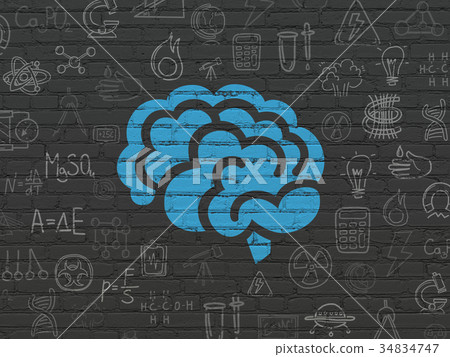 Science concept: Brain on wall background - Stock Illustration ...