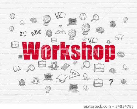 Education concept: Workshop on wall background - Stock Illustration ...