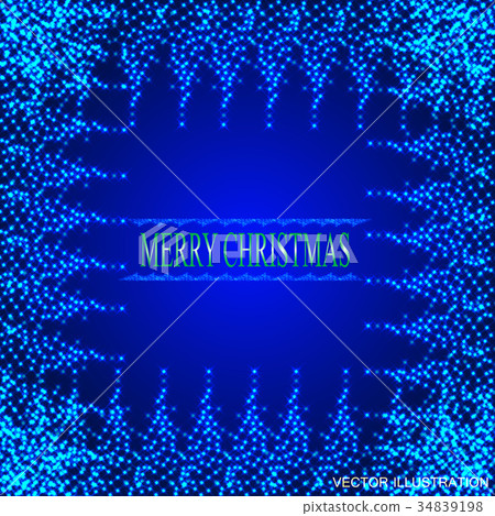 Bright blue background with a luminous frame of - Stock Illustration ...