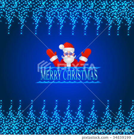 Bright blue background with Santa Claus with - Stock Illustration ...