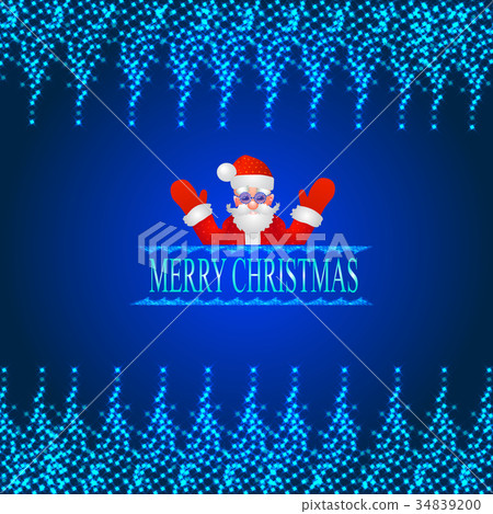 Bright blue background with Santa Claus with - Stock Illustration ...
