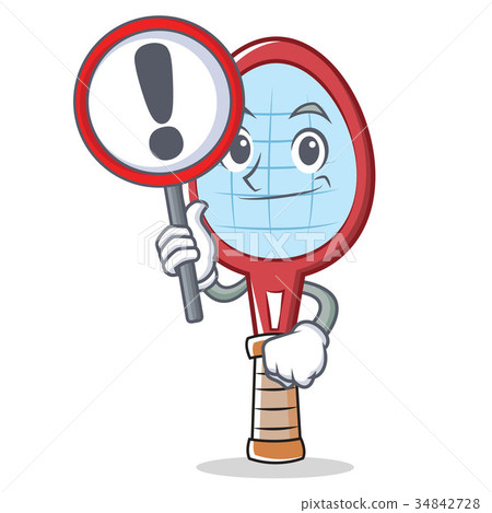 With sign tennis racket character cartoon - Stock Illustration ...
