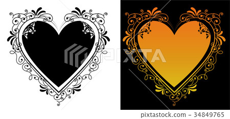 Heart-shaped baroque ornaments | Ornament... - Stock Illustration ...