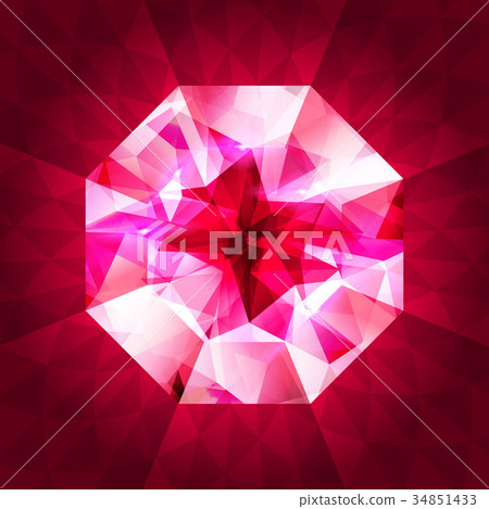 Realistic diamond in top view on shiny background. - Stock Illustration ...