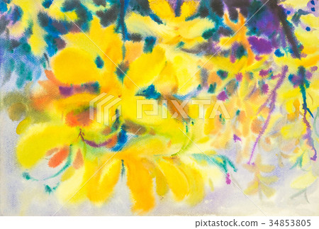 Watercolor painting yellow of golden shower tree. - Stock Illustration ...