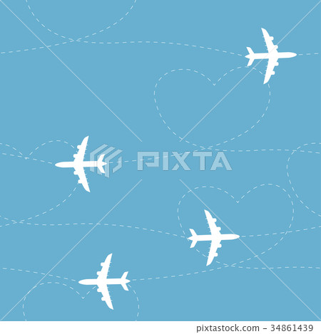 Cartoon airplane path seamless pattern - Stock Illustration [34861439 ...