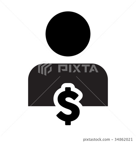 Dollar Sign Symbol Icon Vector Male Person Avatar - Stock Illustration ...