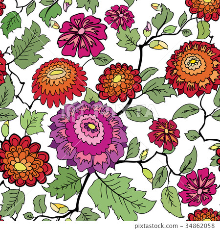 Floral seamless pattern. Garden Flower background - Stock Illustration ...