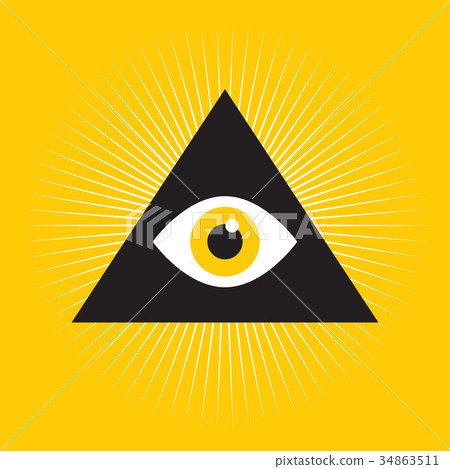All seeing eye inside triangle pyramid. - Stock Illustration [34863511 ...