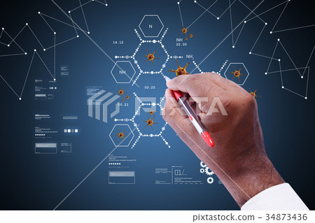 man drawing molecules - Stock Illustration [34873436] - PIXTA