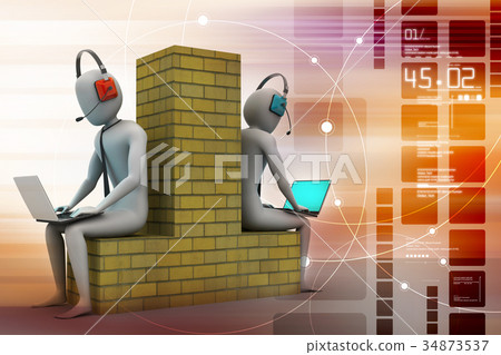 Computer networking between two peoples - Stock Illustration [34873537 ...