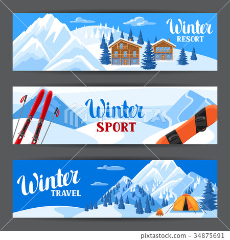 Winter ski resort banners. Beautiful landscape - Stock Illustration ...