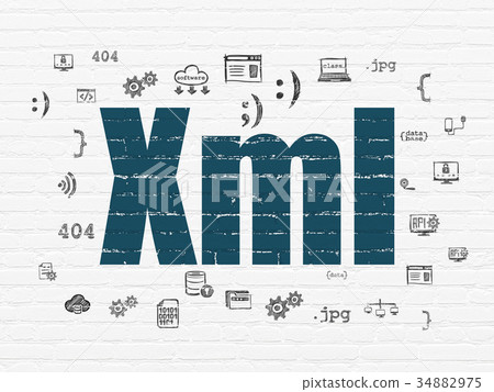 Programming concept: Xml on wall background - Stock Illustration ...