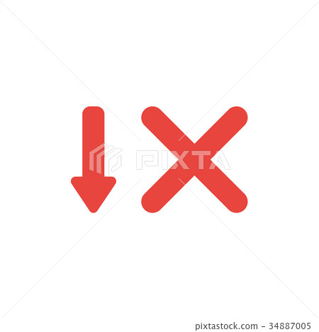 Vector concept of arrow down and x mark - Stock Illustration [34887005 ...