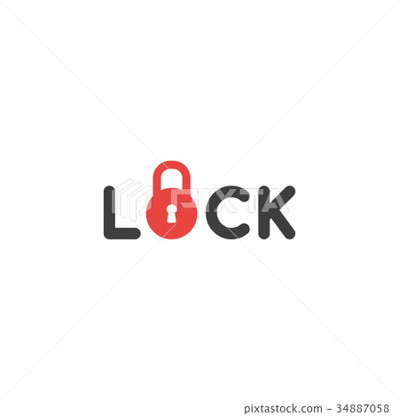 Vector concept of lock text with closed padlock - Stock Illustration ...