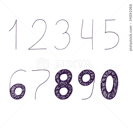 Vector hand drawn with ink and nib numbers - Stock Illustration ...