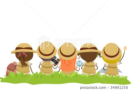 Stickman Kids Explorer Grass Illustration - Stock Illustration ...