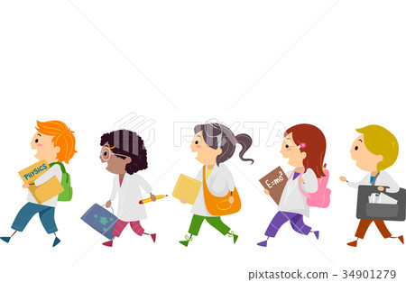 Stickman Kids Physics Students Illustration - Stock Illustration ...