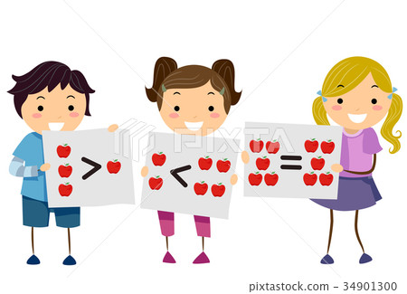 Stickman Kids Apples Math Symbols Illustration - Stock Illustration ...