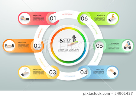 Business concept infographic template 6 steps, - Stock Illustration ...