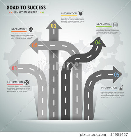 Road way infographic template 5 options. - Stock Illustration [34901467 ...