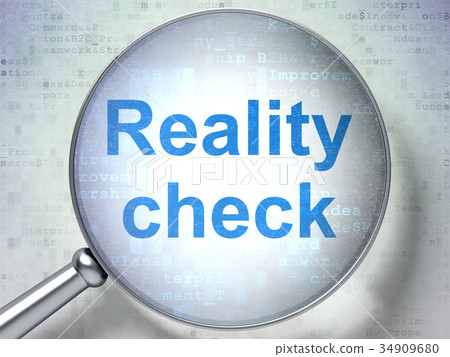 Business concept: Reality Check with optical glass - Stock Illustration ...