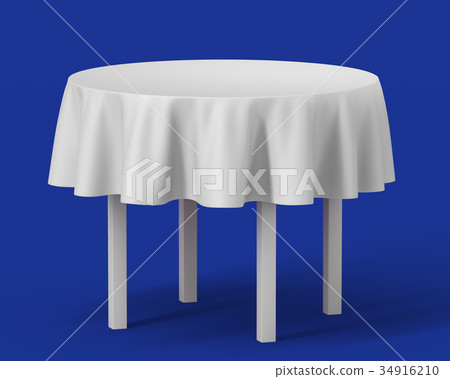 White round isolated table with short tablecloth. - Stock Illustration ...